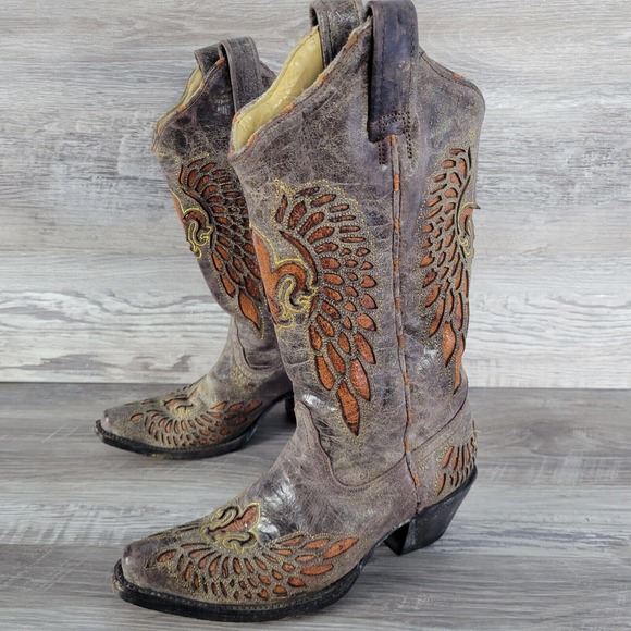 Corral | Shoes | Corral Womens Chestnut Sienna Winged Fleur De Lis ...